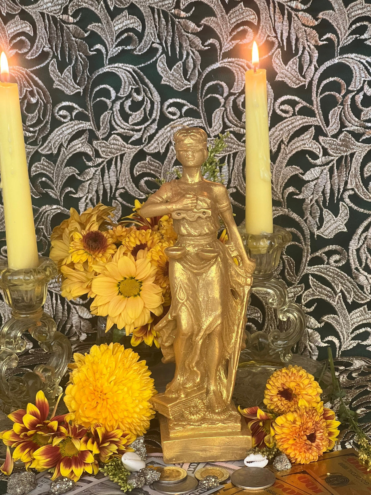 Lady Justice Candle + 24K Gold Leaf – serpentinespiritualarts
